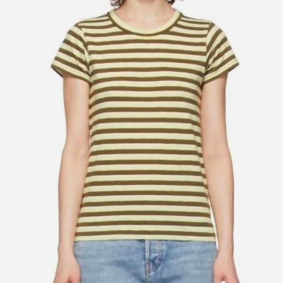 rag & bone | Tops | Rag Bone Tshirt In Green Stripes | Poshmark